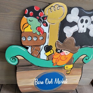 Pirate Ship Door Hanger, Pirate Ship With Parrot Door Hanger, Pirate ...