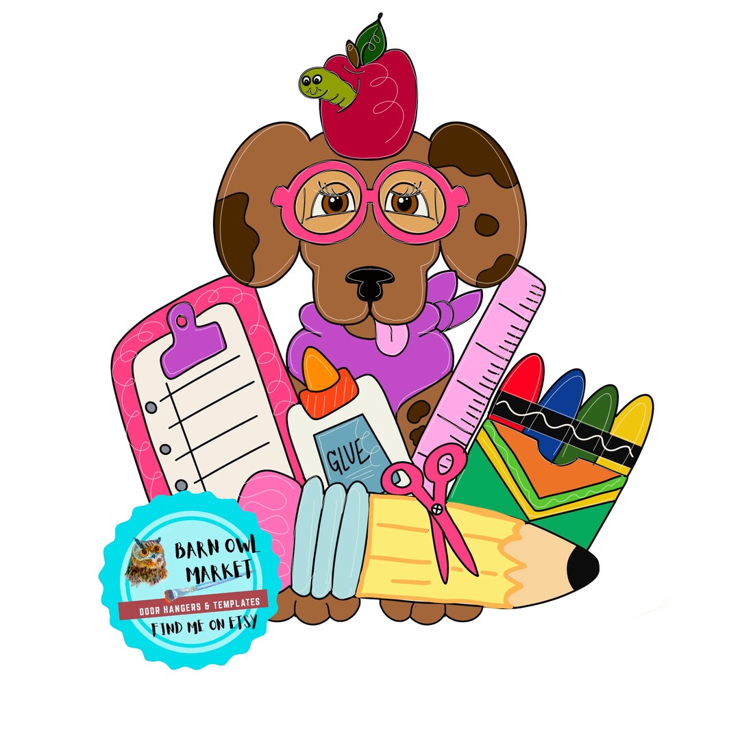 School Puppy Template, Dog Template, Teacher Appreciation Template, - Etsy