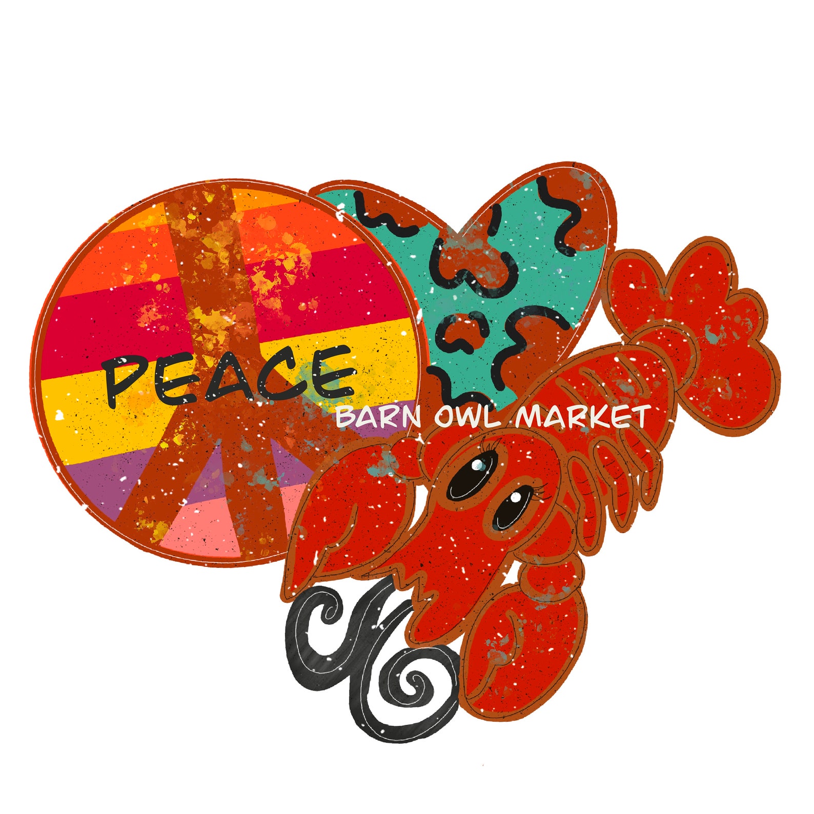 Crawfish Template Crawfish Boil Template Peace Love and | Etsy