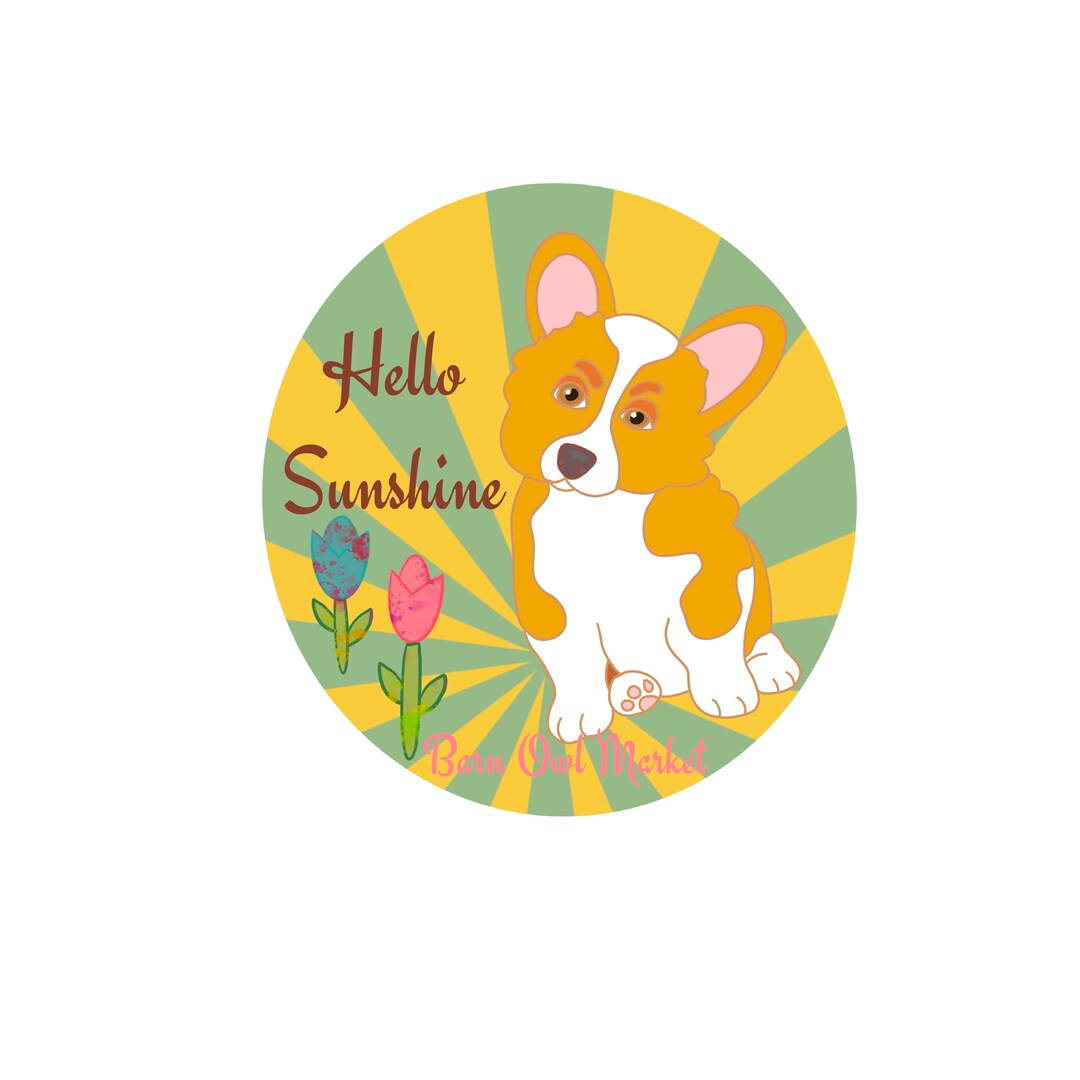 Corgi Template, Spring Corgi Template, Hello Sunshine Red Corgi ...