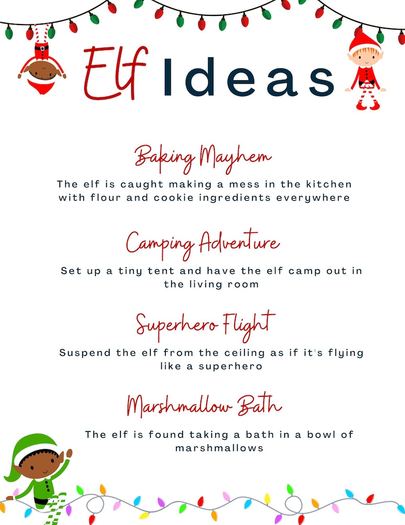 24 Days of Elf Ideas, Elf Activities, Instant Download to Keep Your Elf ...