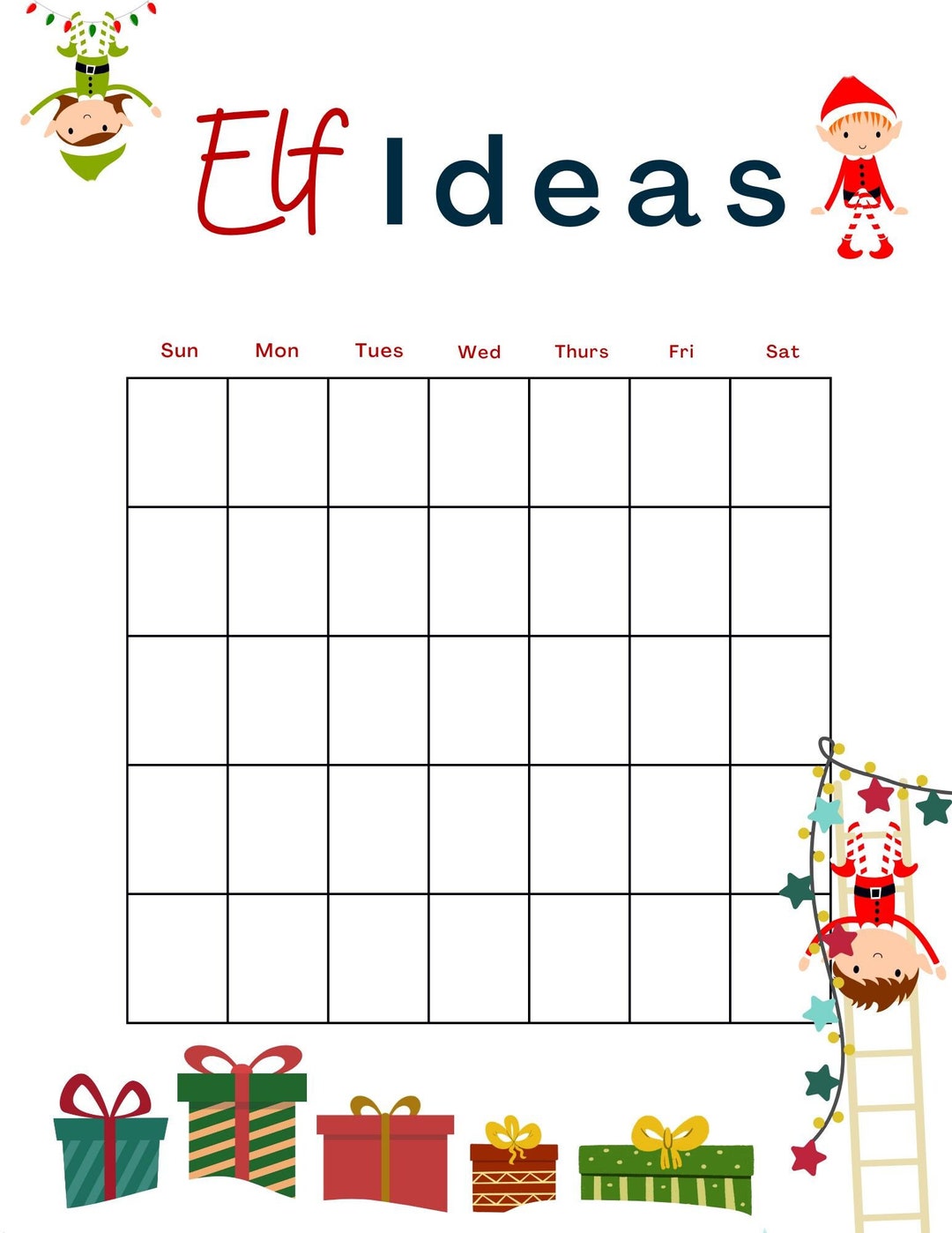 24 Days of Elf Ideas, Elf Activities, Instant Download to Keep Your Elf ...