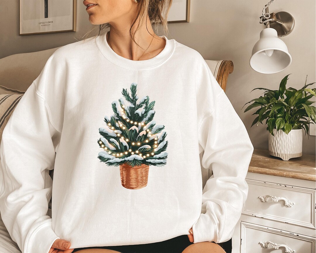 Christmas Tree Sweatshirt, Pine Tree Sweater, Womens Christmas, Merry ...