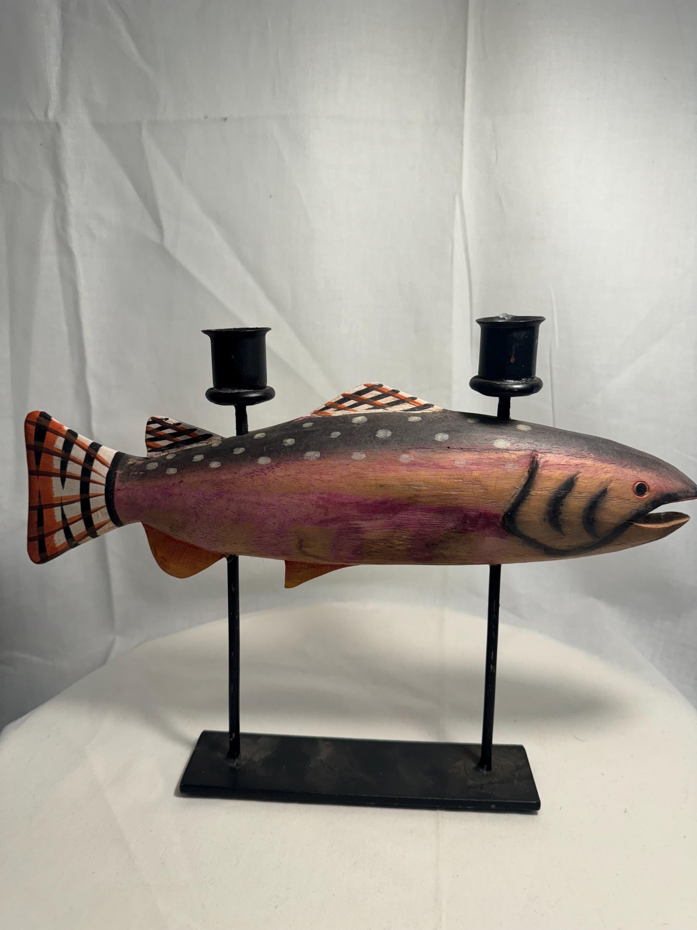Wooden Fish Double Candle Holder - Etsy