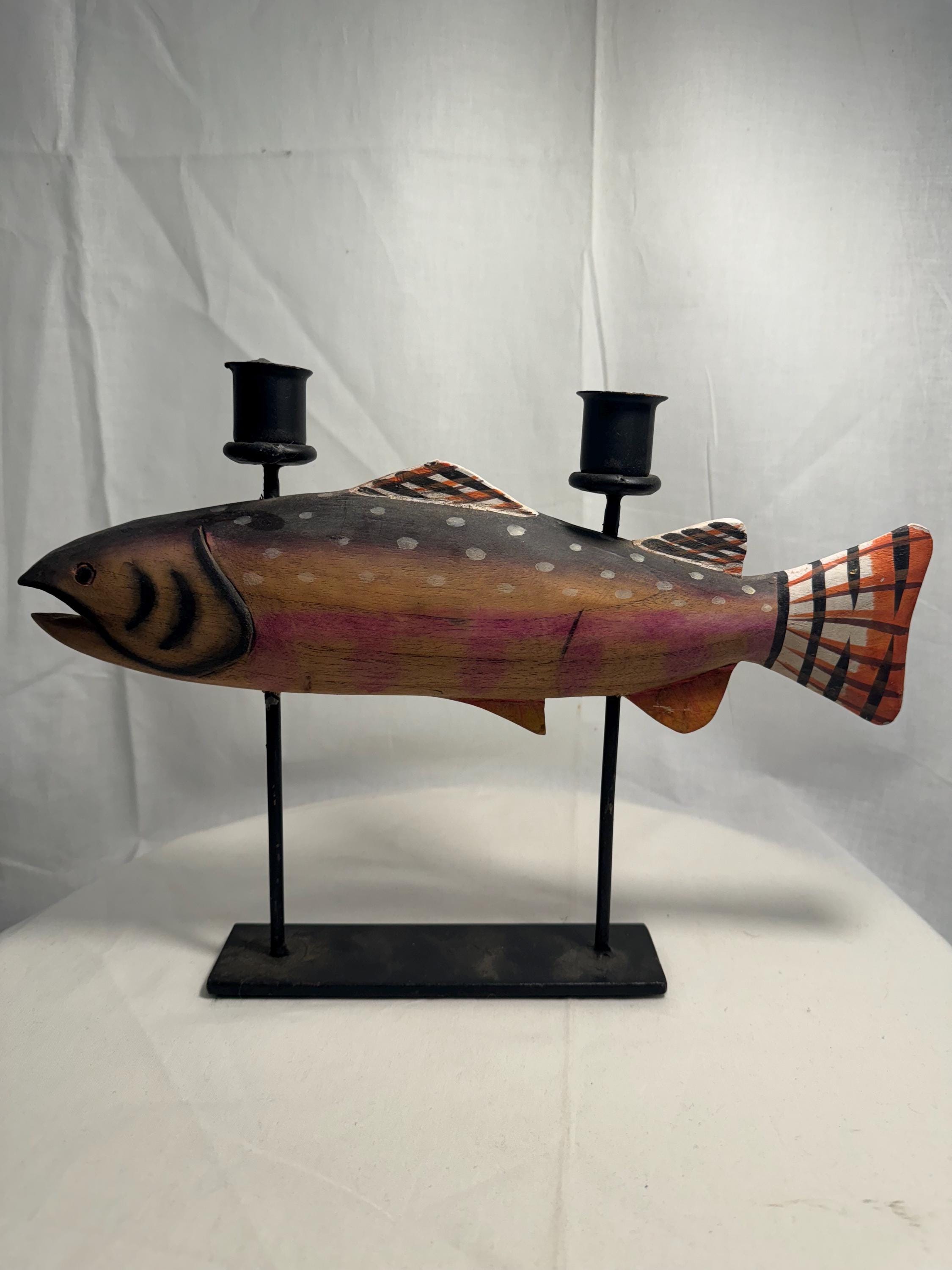 Wooden Fish Double Candle Holder - Etsy