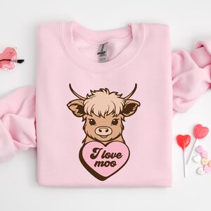 I Love Moo PNG Cute Highland Cow Valentine Day PNG Trendy Valentine Day ...