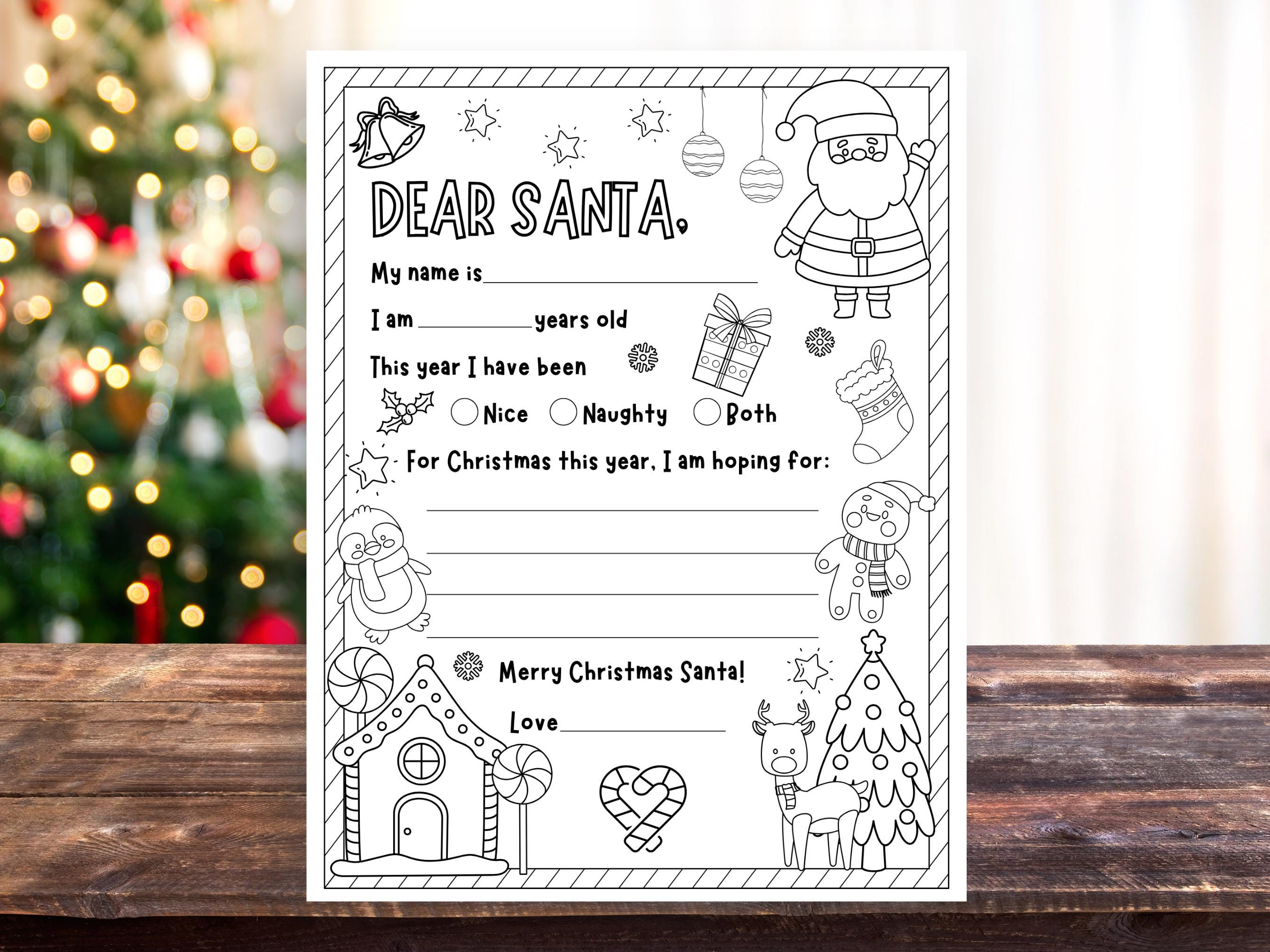 Letter to Santa Coloring Page, Christmas Printable, Dear Santa ...