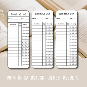 Printable Reading Book Log Bookmark, Library Card Book Tracker, Book ...