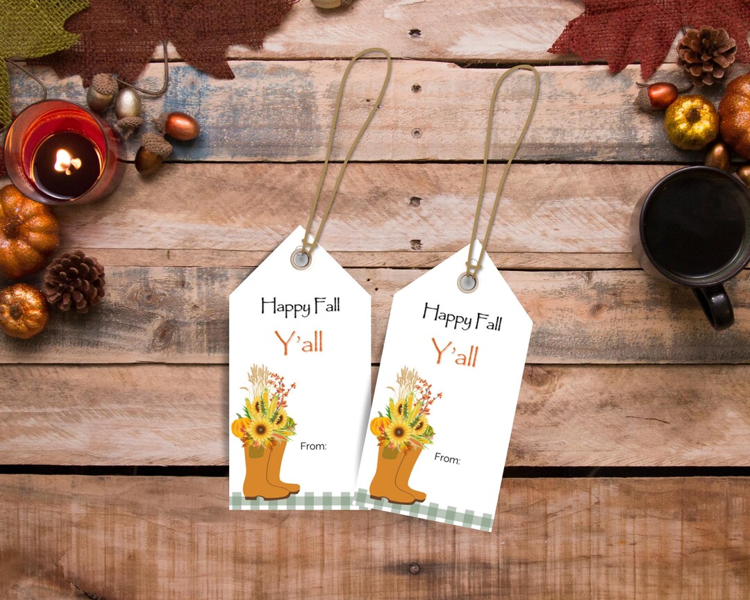Happy Fall Y'all Gift Tags, Thanksgiving Printable, Fall Treat Favor ...