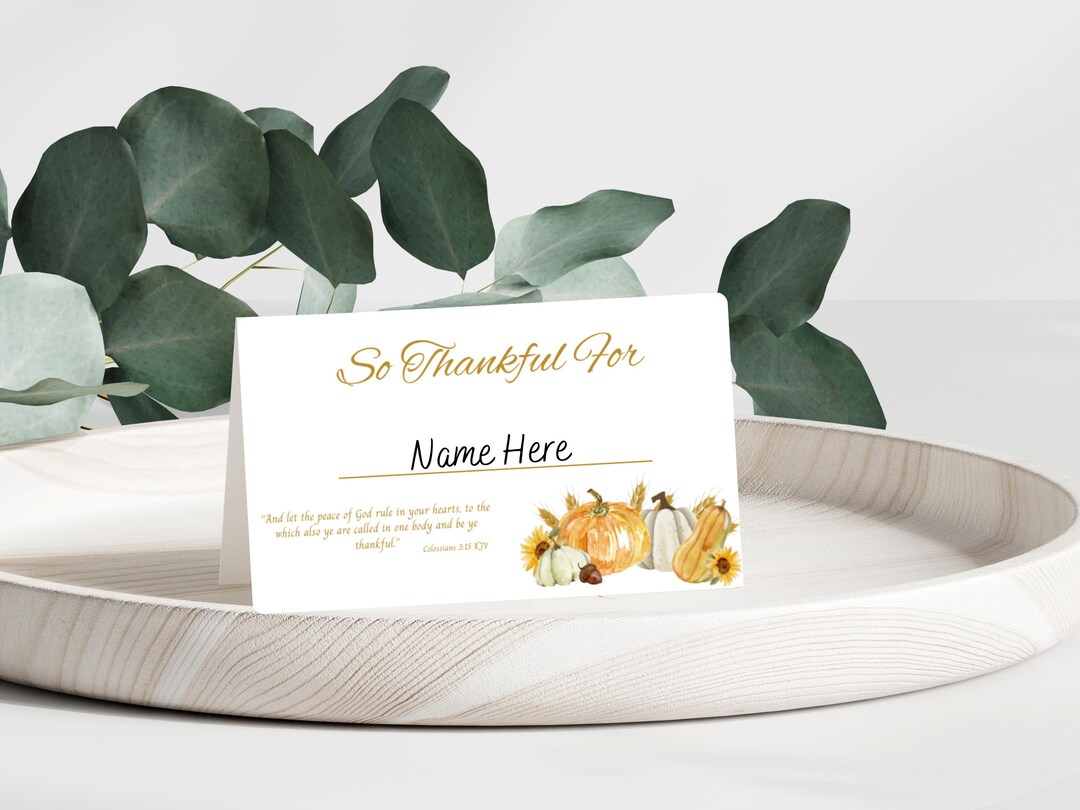 Printable Thanksgiving Name Place Cards, Fall Table, Autumn Bible Verse ...