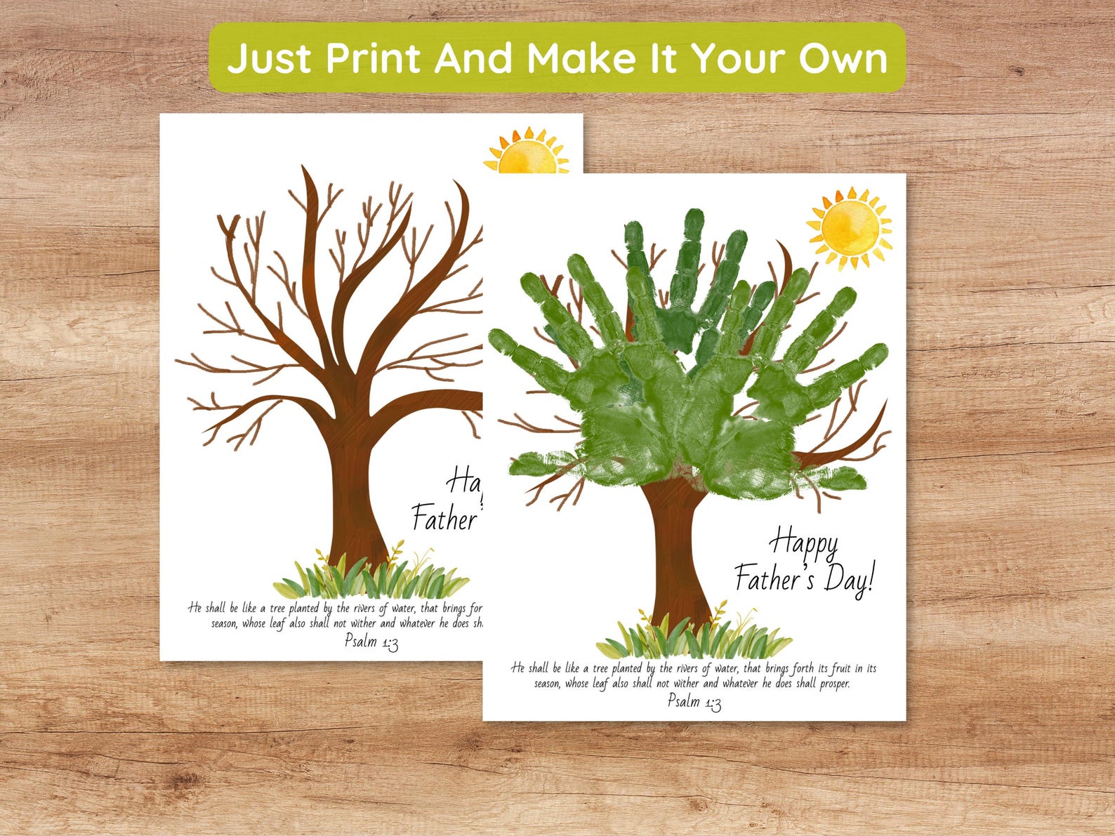 Father’s Day Handprint Art Printable | Christian Gift for Dad | Bible ...