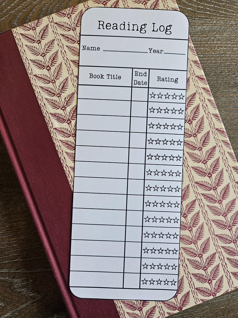 Printable Reading Book Log Bookmark, Library Card Book Tracker, Book ...