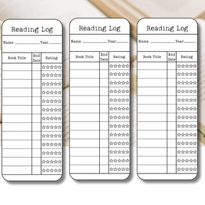 Printable Reading Book Log Bookmark, Library Card Book Tracker, Book ...