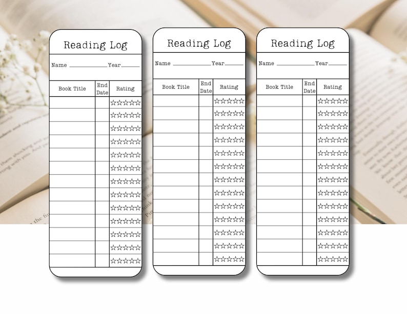 Printable Reading Book Log Bookmark, Library Card Book Tracker, Book ...