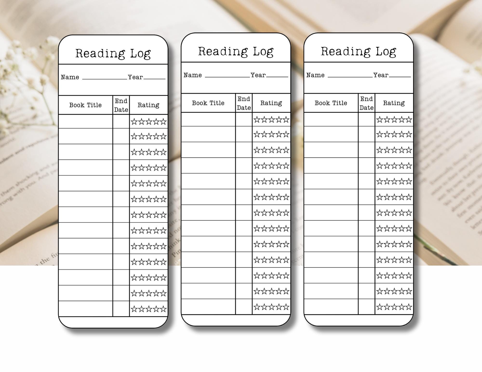Printable Reading Book Log Bookmark, Library Card Book Tracker, Book ...