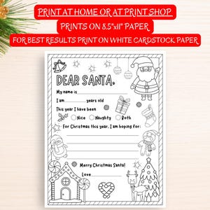 Letter to Santa Coloring Page, Christmas Printable, Dear Santa ...