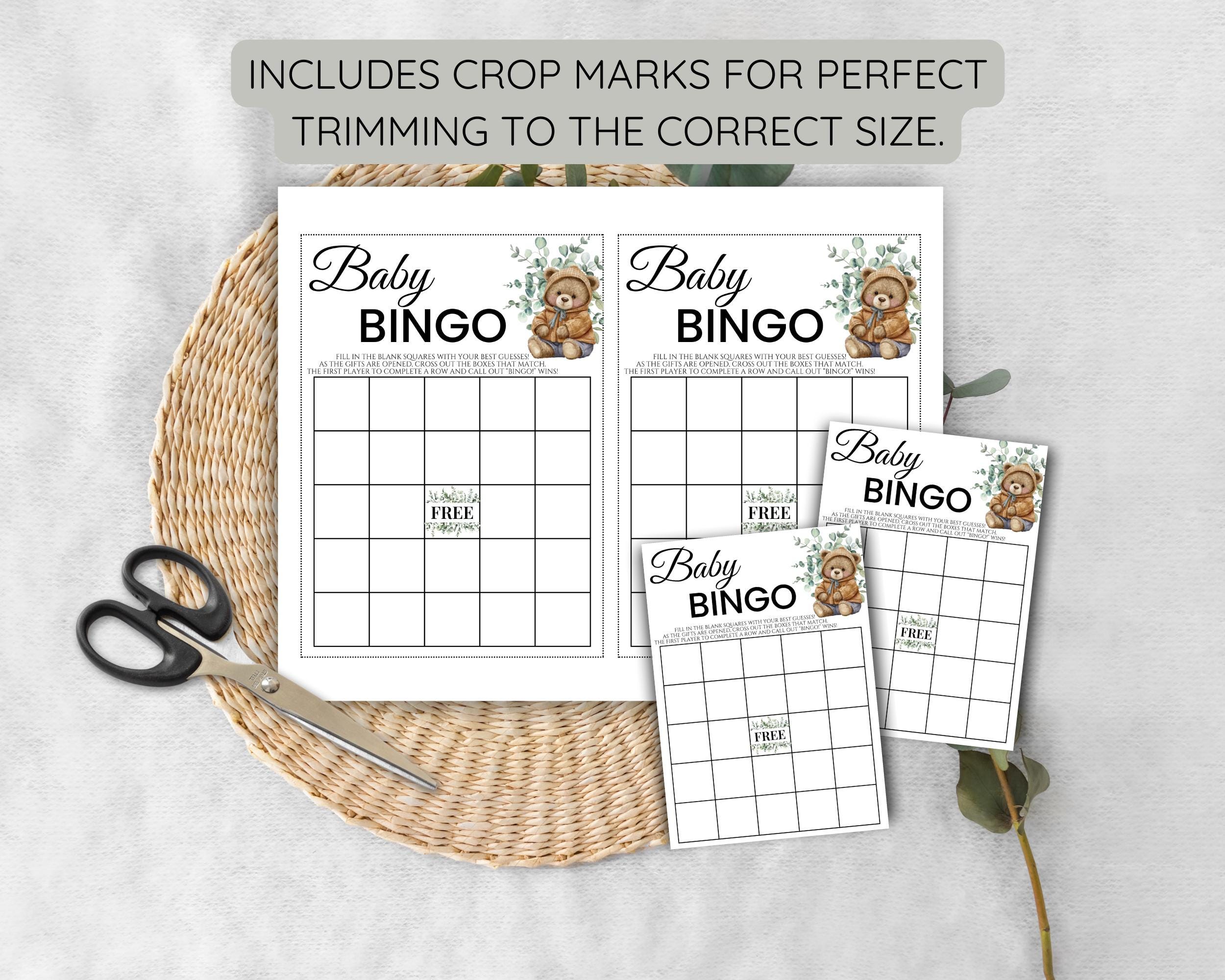Teddy Bear Baby Bingo Cards – Fun Gender Neutral Baby Shower Activity ...