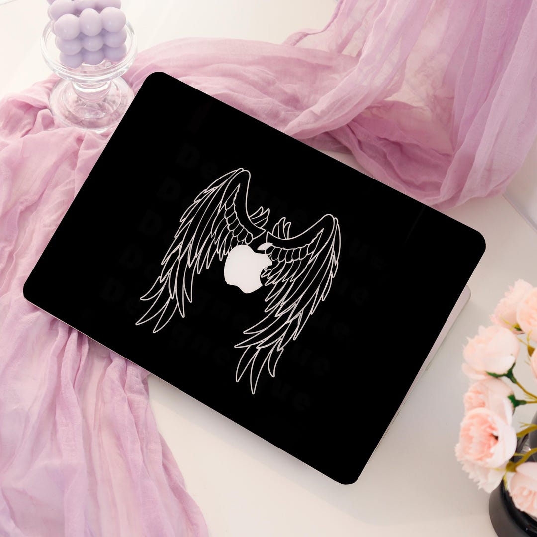 Angel Wings Black White Mac Case; Protective Laptop Case Cover for ...