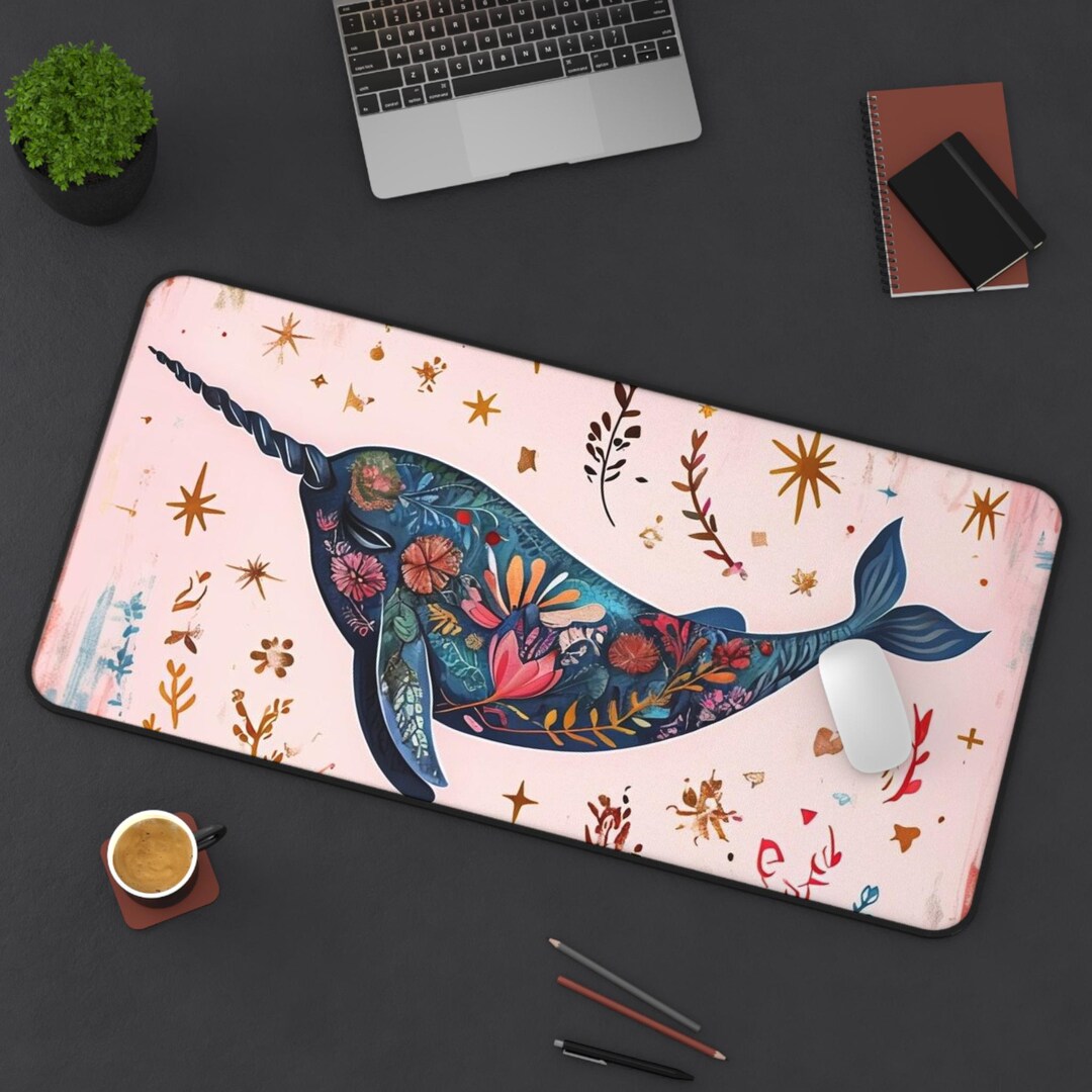 Narwhal Desk Mat - Whimsical Ocean Decor, Ideal for Home Office, Gift ...