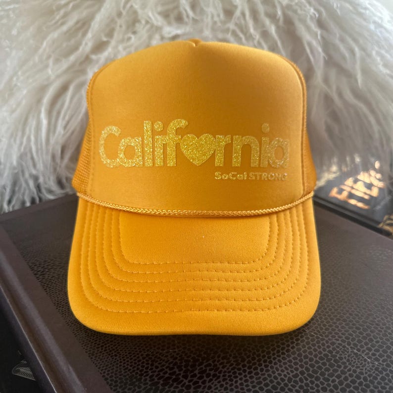 California Love Trucker Hat, so Cal Strong, CA Fire Relief, Glitter ...