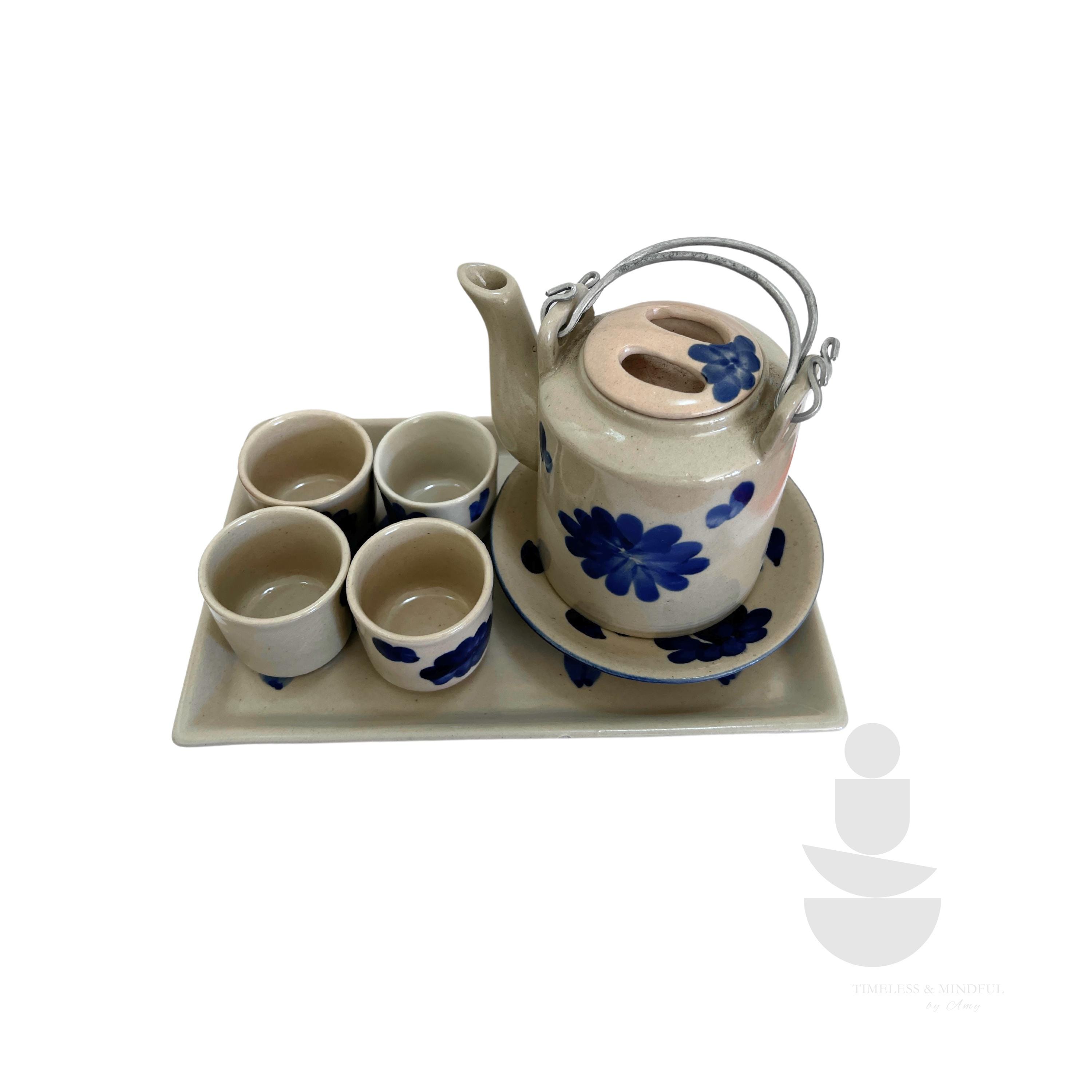 Vintage Blue Bat Trang Teapot Set - Etsy