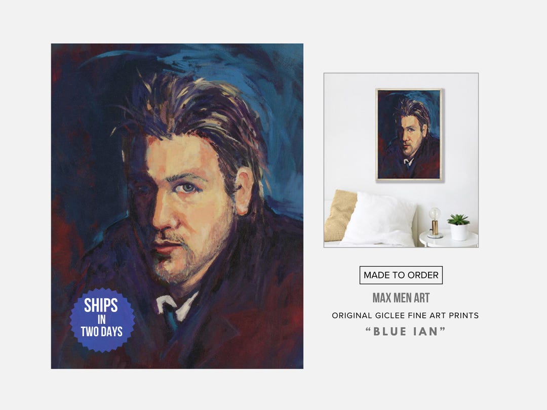 Blue Ian, Fine Art Print of Man Original Art Portrait Male Art Made to ...