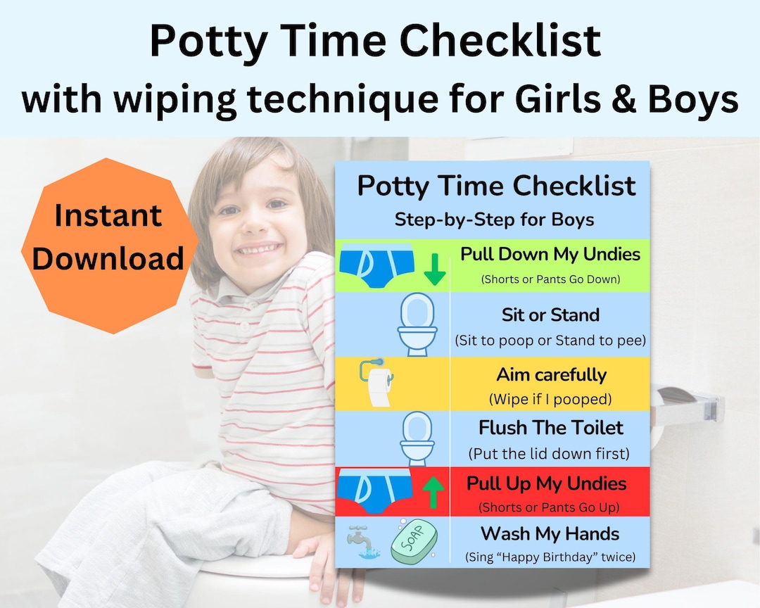 Potty Time Checklist for Boys & Girls Daily Potty Training Rules Daily ...