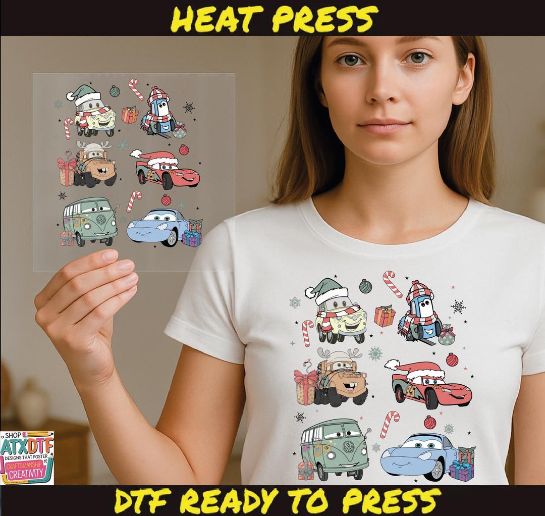 Disney Cars DTF Transfer, Christmas Iron-on Decal (ready to Press) - Etsy