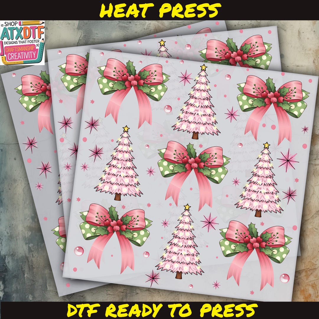 Christmas Tree Bow DTF, Christmas DTF Transfer, Ready to Press DTF ...