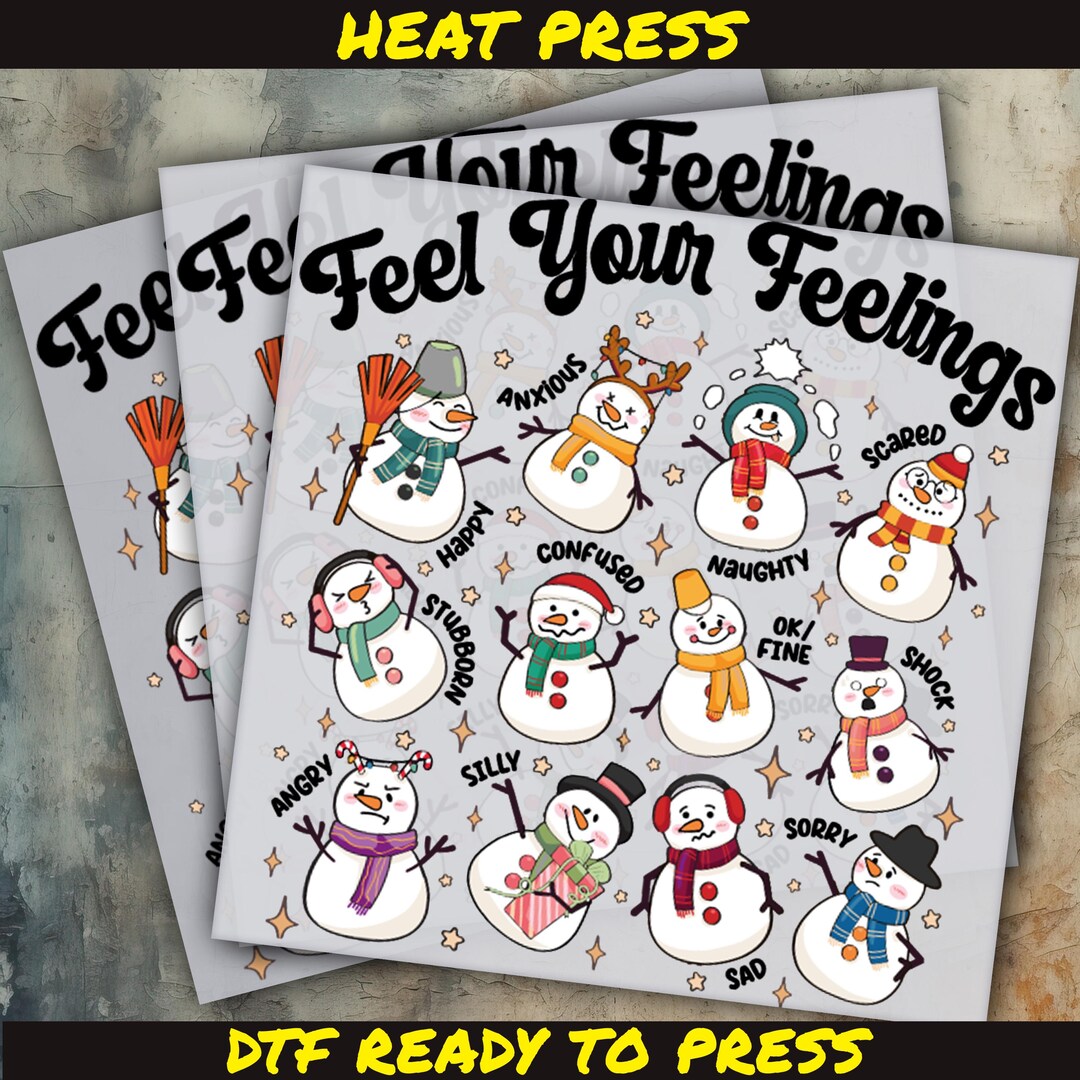 Snowman DTF Transfer, Feel Your Feeling Christmas DTF, Iron on Decal ...