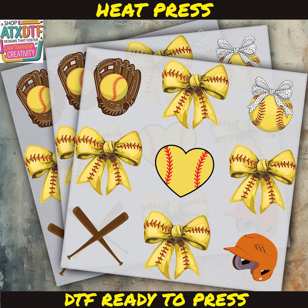 Coquette Bow Softball DTF Transfer, Softball Mom DTF, Ready to Press ...