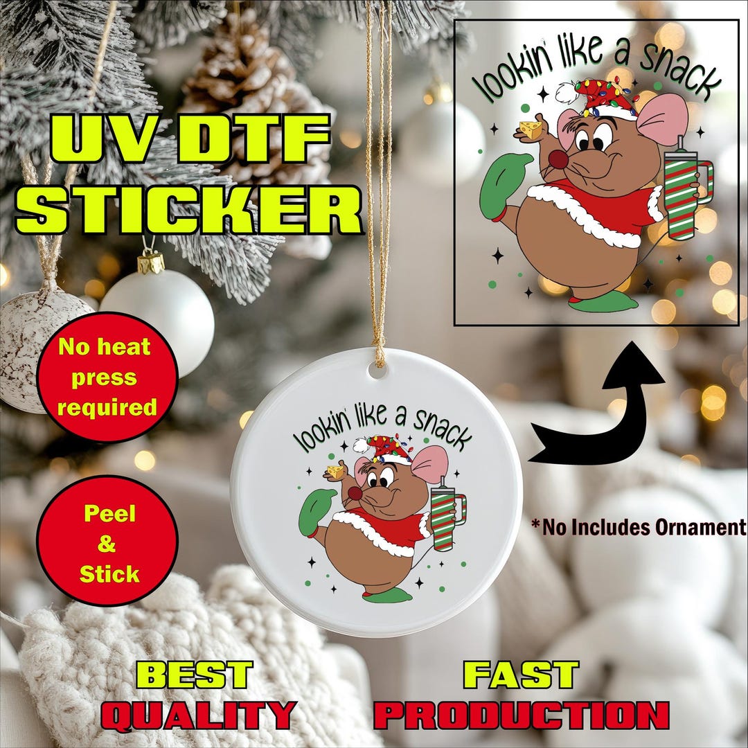 Christmas UV Dtf Ornament Decals, Uvdtf Round Ornament Stickers ...