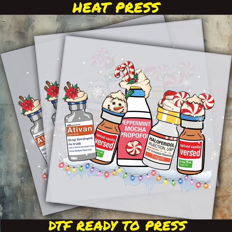 Pharmacy Christmas DTF Transfer, Christmas DTF, Iron on Decal, Ready to ...