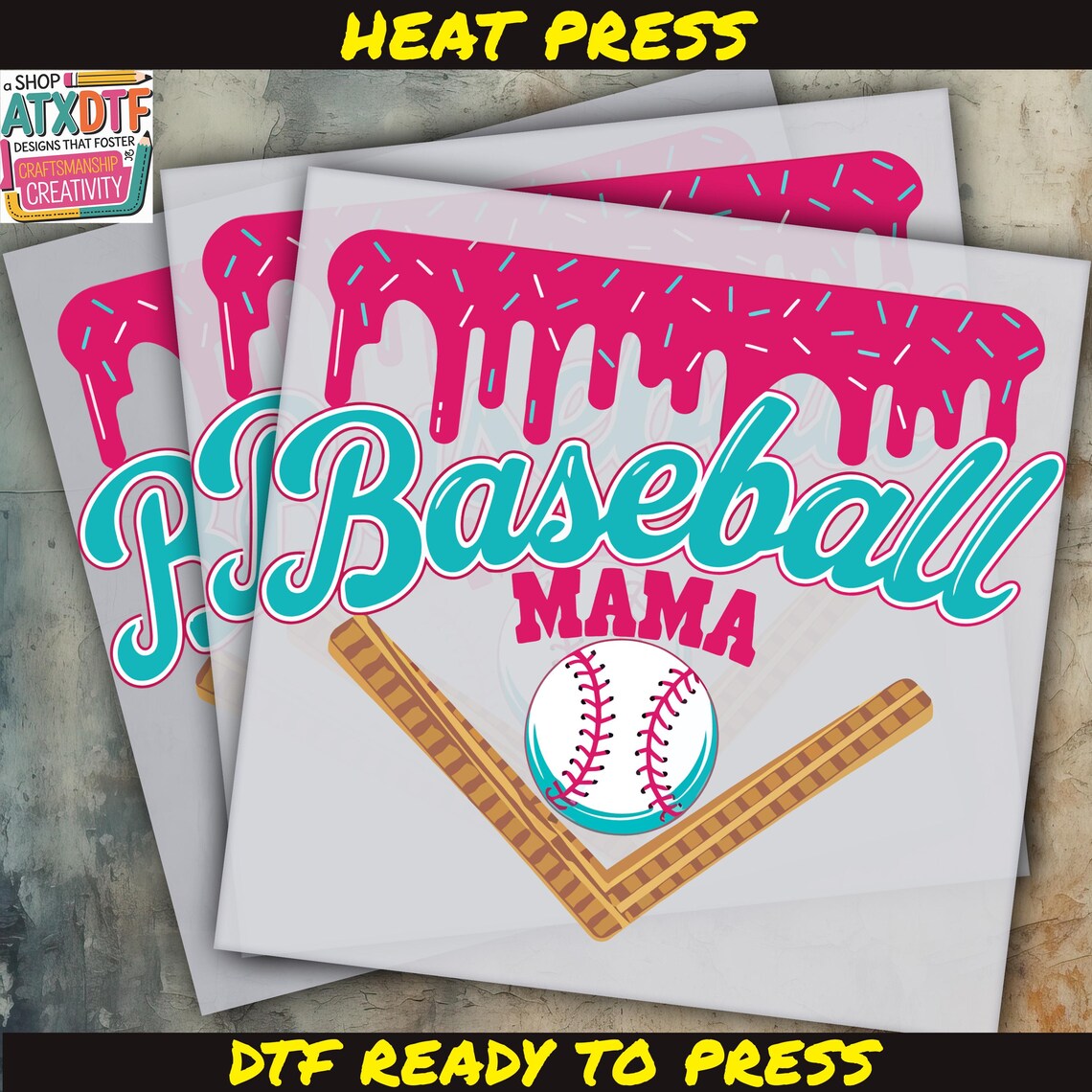 Baseball Drip Dtf, Baseball Mama Dtf, Ice Cream Drip Ready to Press DTF ...