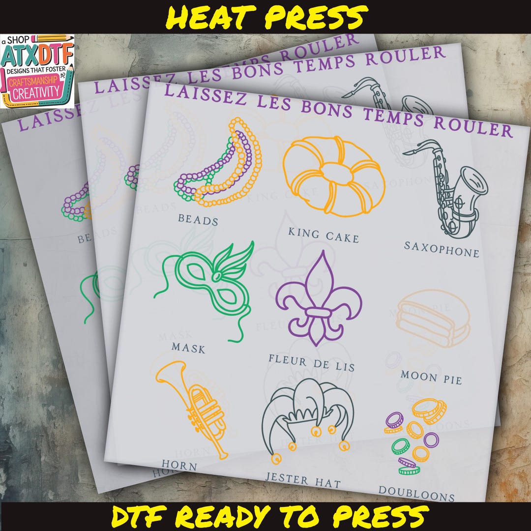 Laissez Les Bons Temps Rouler DTF, Mardi Gras DTF Transfer, Iron on ...