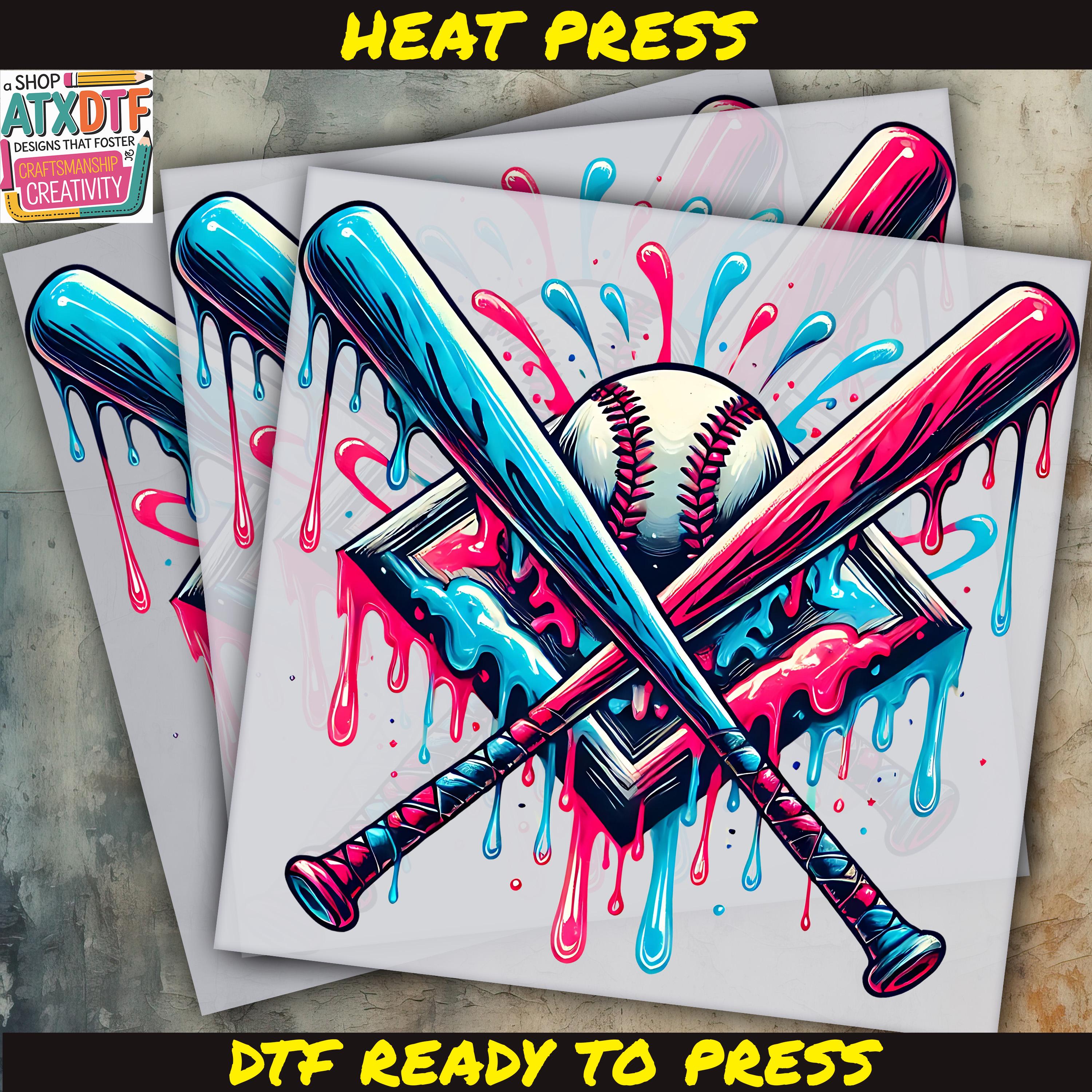 Baseball Drip Dtf, Baseball Transfer, Ice Cream Drip Ready to Press DTF ...