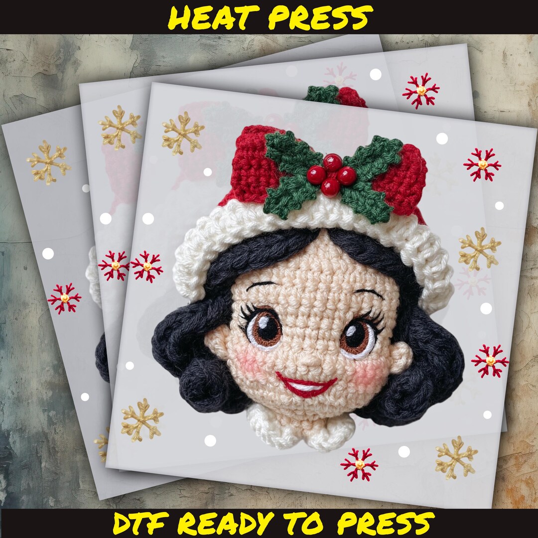 Faux Yarn Disney Princess DTF Heat Transfer, Faux Crocket Christmas ...
