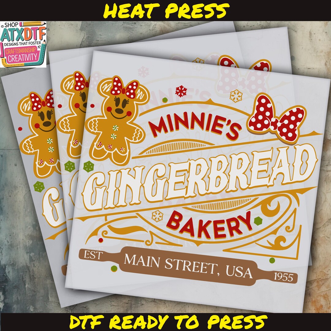 Minnie's Gingerbread Bakery DTF Transfer, Disney Christmas DTF, Ready ...