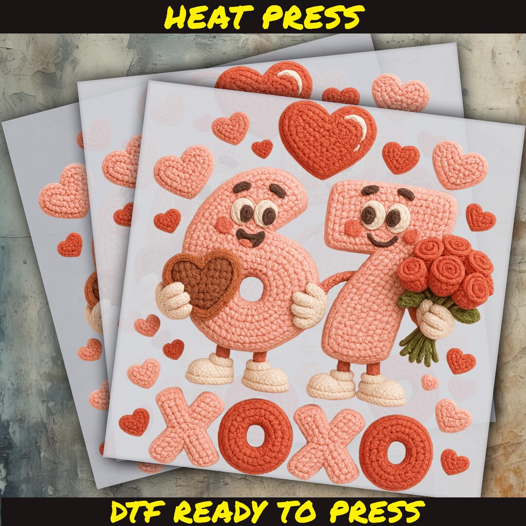 Faux Yarn 6 7 Valentine DTF Heat Transfer, Faux Crocket 67 Ready to ...
