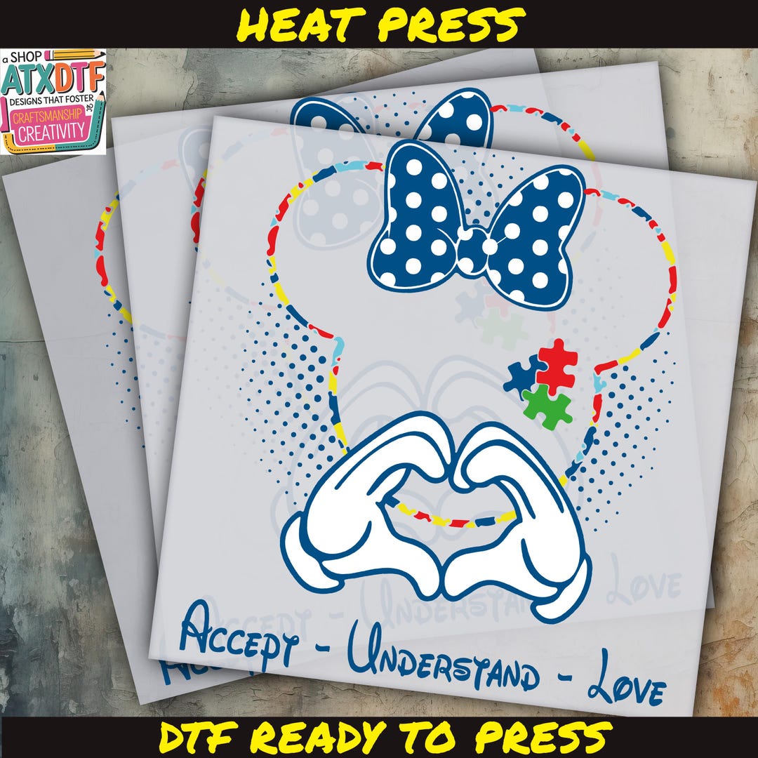 Minnie Mouse Autism DTF, Autism Awareness Ready to Press DTF Transfer ...