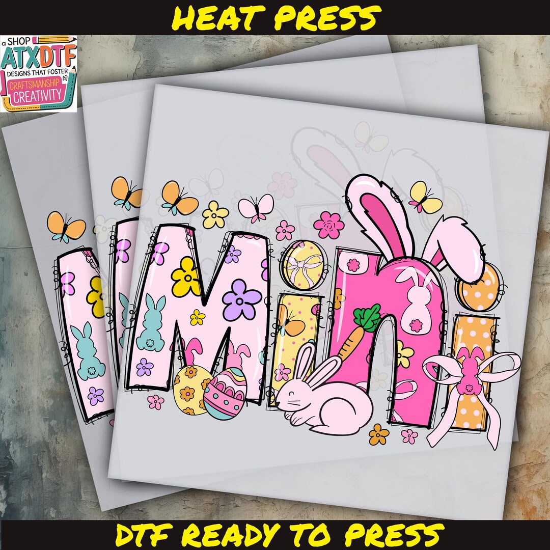 Mini Easter DTF Transfer, Mini Easter Bunny DTF, Ready to Press DTF ...