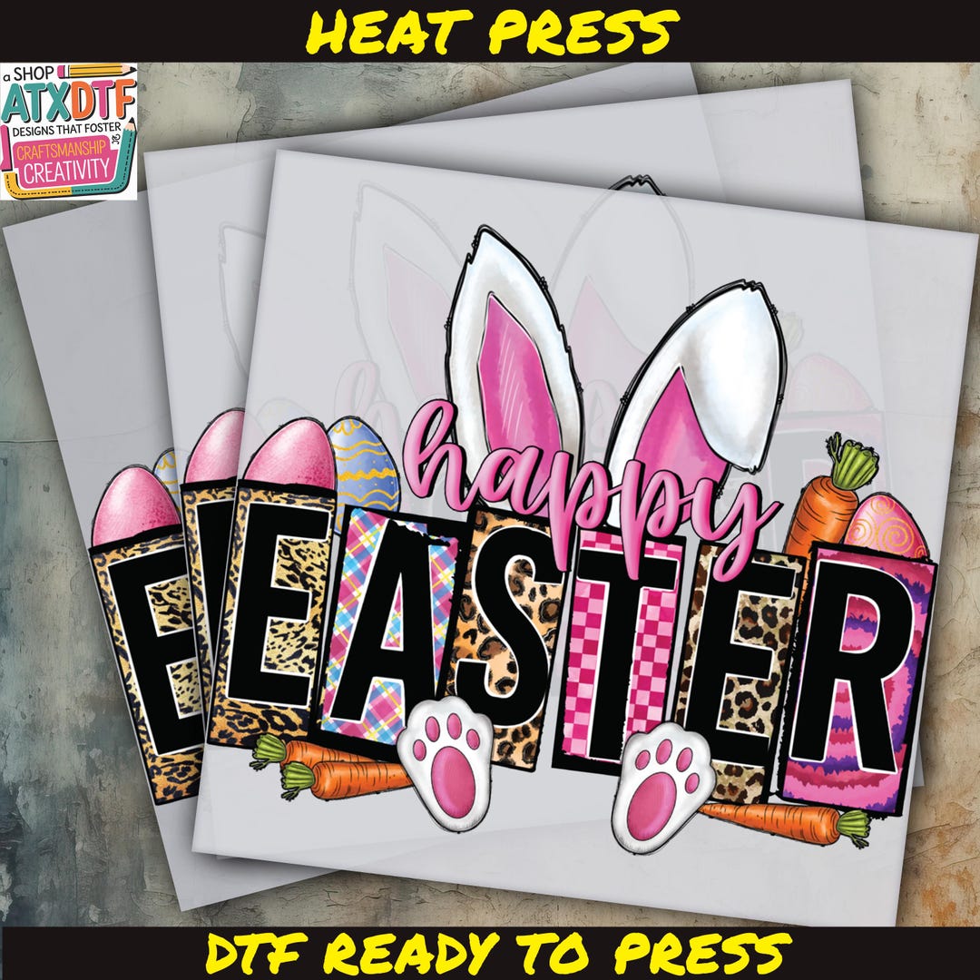 Easter Bunny Dtf Transfer, Easter Ears DTF, Ready to Press DTF Transfer ...