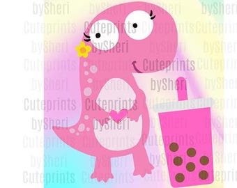 Green Dino Boba Drink Boba Tea Kawaii Boba Tea Boba Lover Boba Kawaii ...