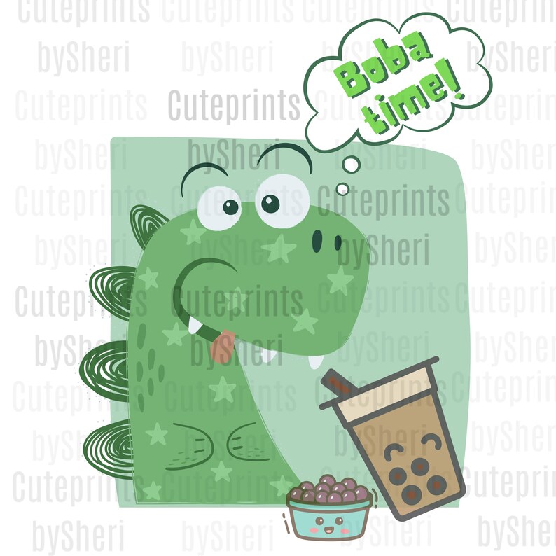 Green Dino Boba Drink Boba Tea Kawaii Boba Tea Boba Lover Boba Kawaii ...