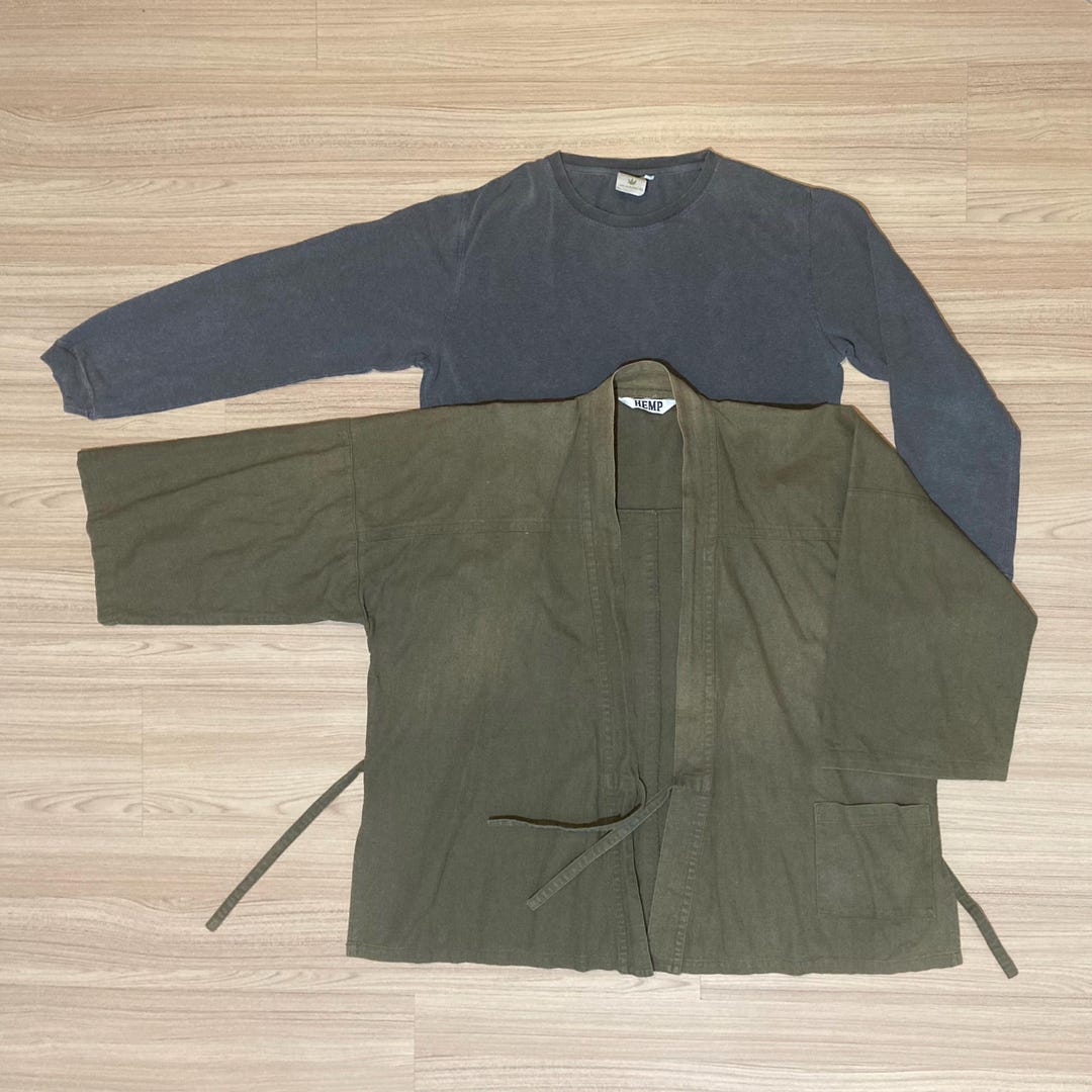 Hemp Samue Jacket & Long Sleeve T-shirt Set / Japanese Brand - Etsy