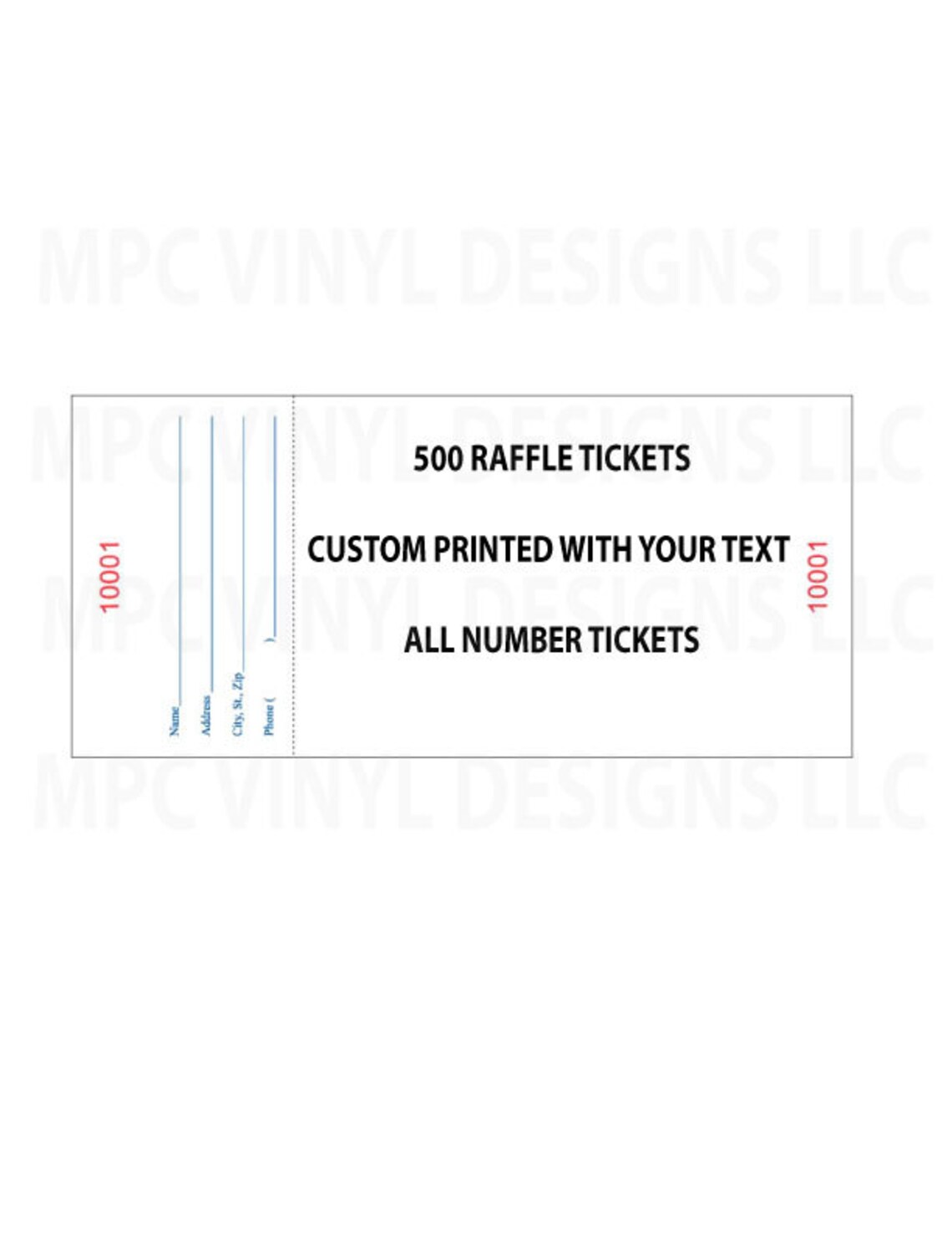 250 RAFFLE TICKETS Custom Printed Numbered Raffle Tickets - Etsy