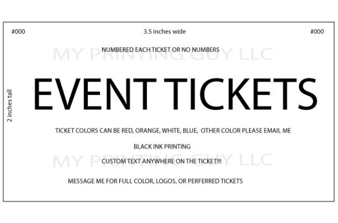 500 RAFFLE TICKETS White Custom Printed Raffle Tickets Events ...