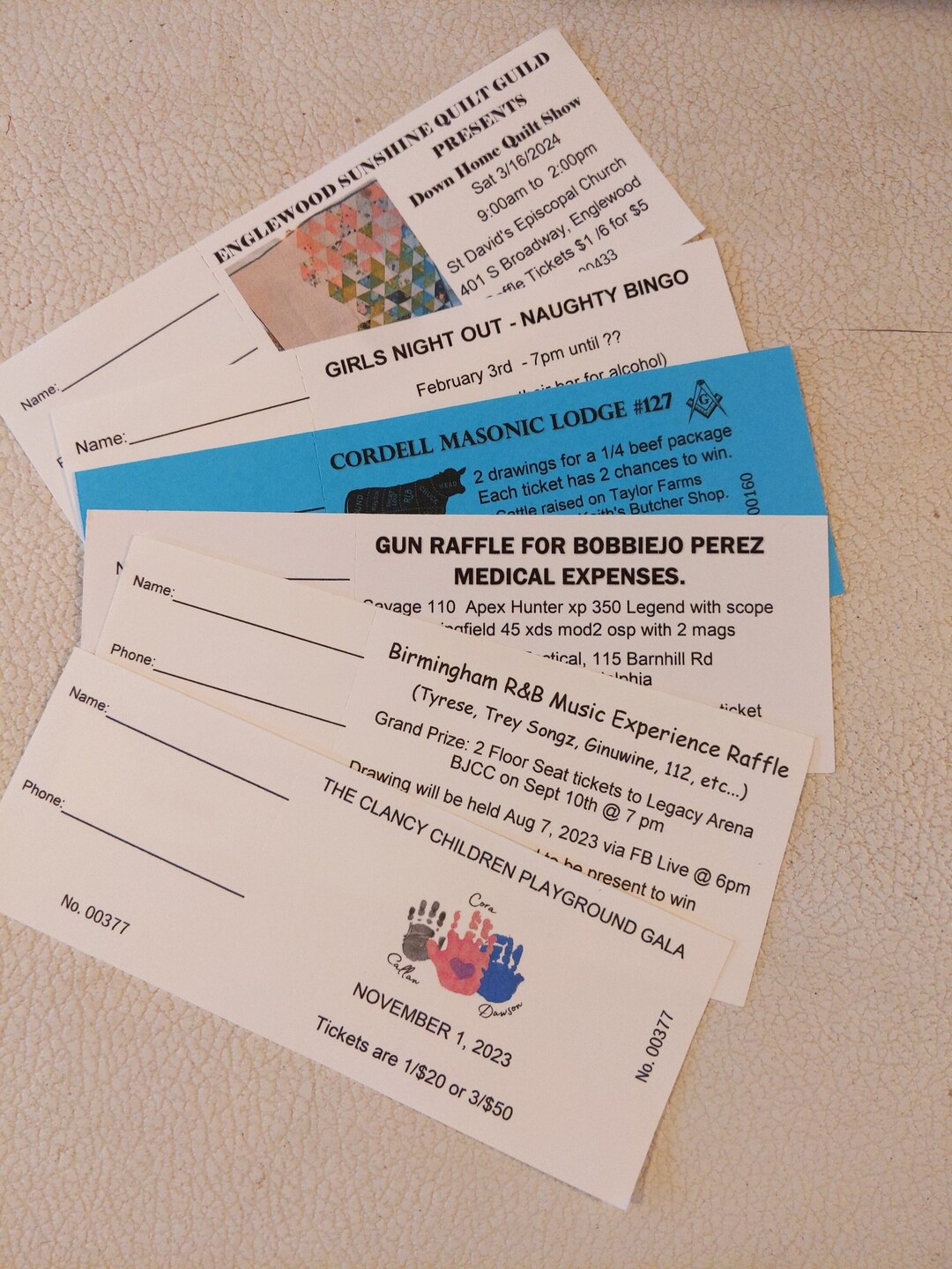 250 RAFFLE TICKETS Custom Printed Numbered Raffle Tickets Fundraiser ...