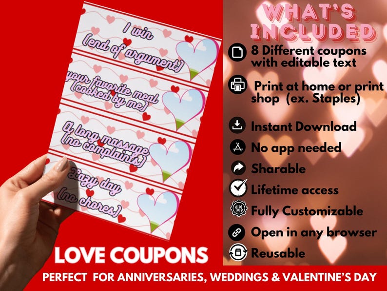 Printable Editable Love Coupons Template With Photos | DIY Valentine’s ...
