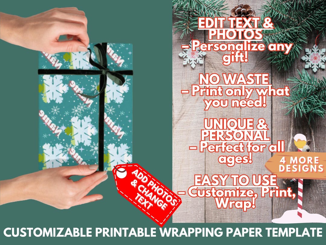Custom Photo Wrapping Paper Template | DIY Printable Gift Wrap ...